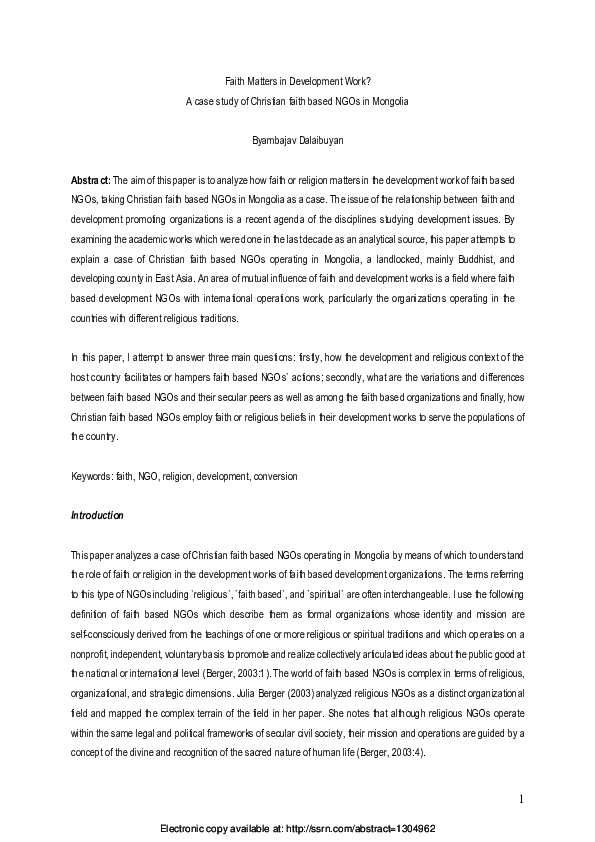 (PDF) Faith Matters in Development Work? A Case Study of Christian ...