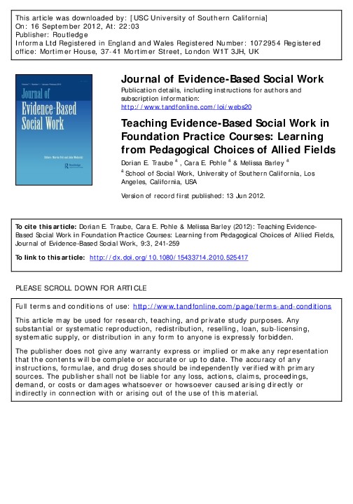 (PDF) The Four Cornerstones of Evidence-Based Practice in Social Work ...