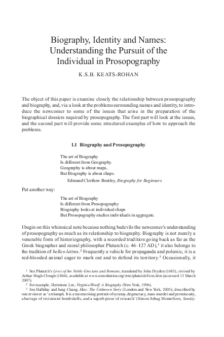 (PDF) Biography, Identity and Names: Understanding the Pursuit of the ...