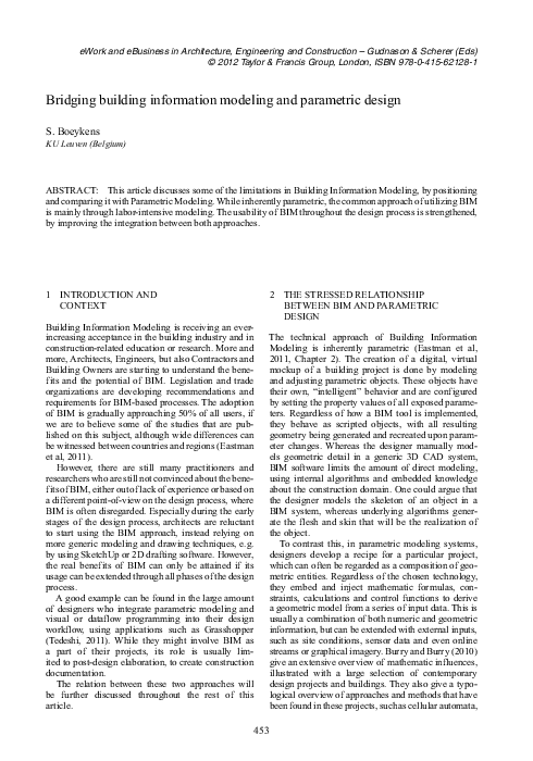 (PDF) Bridging Building Information Modeling and Parametric Design
