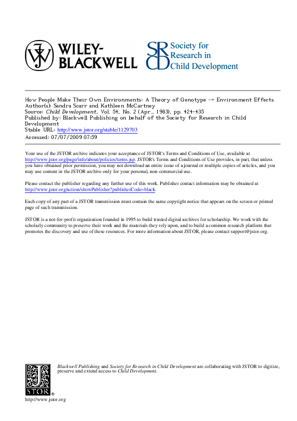 (PDF) How people make their own environments: A theory of genotype→ ...