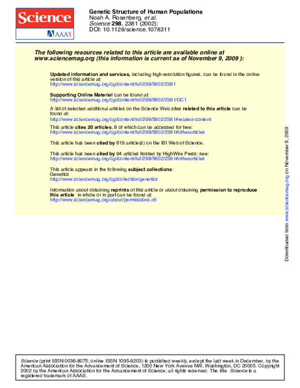 (PDF) Genetic structure of human populations