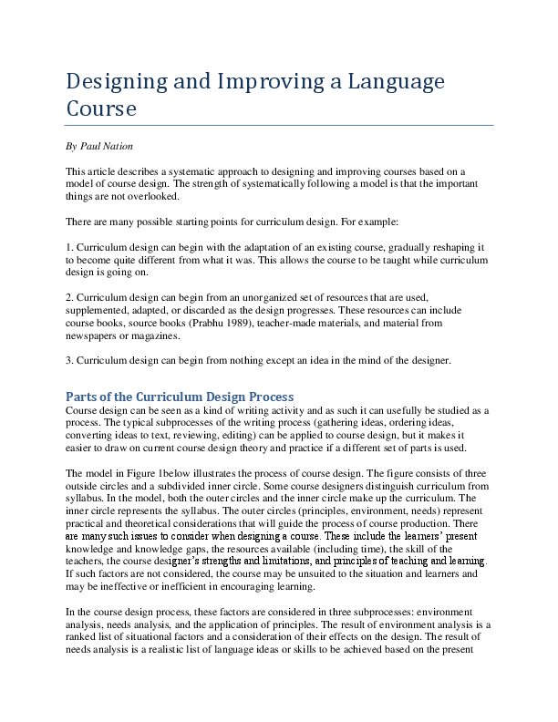 (PDF) Designing and improving a language course