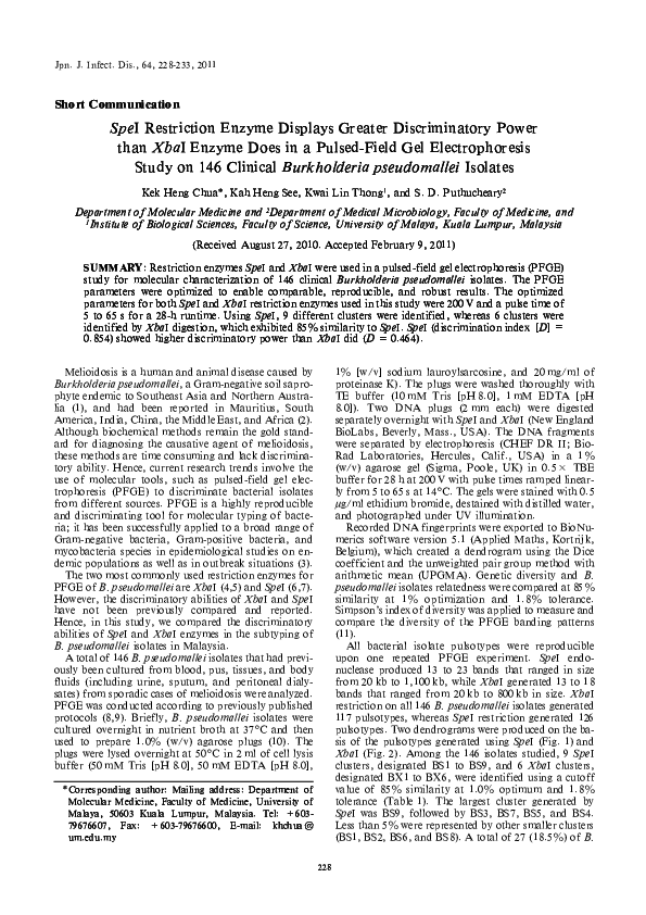 (PDF) SpeI restriction enzyme displays better discriminatory power than ...