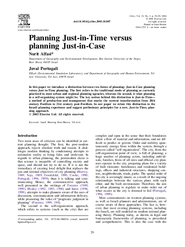 (PDF) Planning Just-in-Time versus planning Just-in-Case