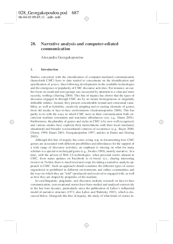 (PDF) Narrative analysis and computer-mediated communication