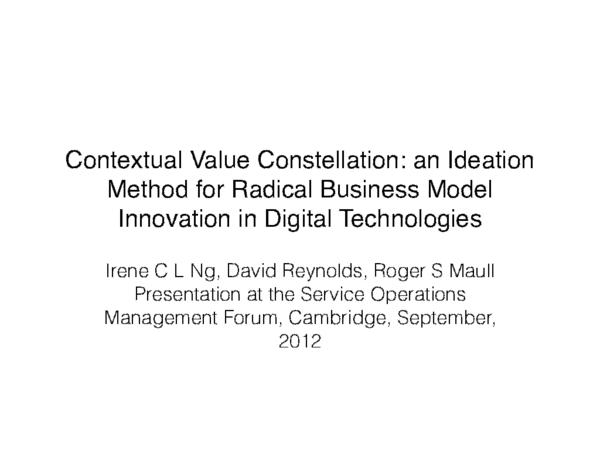 (PDF) Contextual Value Constellation: an Ideation Method for Radical ...