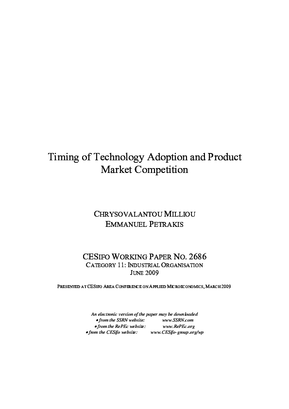 (PDF) Timing of Technology Adoption and Product Market Competition