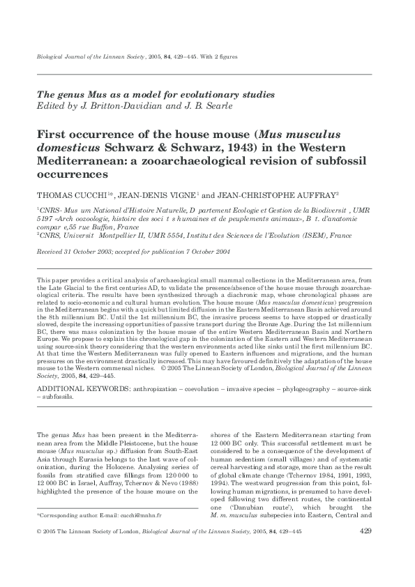 (PDF) The genus Mus as a model for evolutionary studiesEdited by J ...