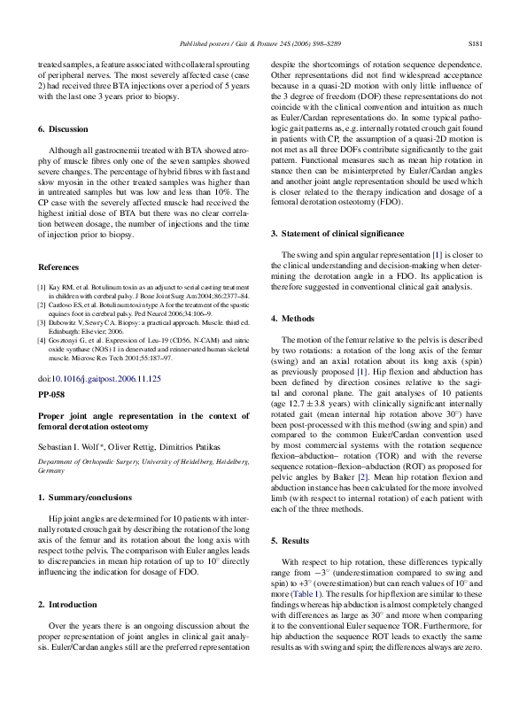 Pdf Proper Joint Angle Representation In The Context Of Femoral Derotation Osteotomy