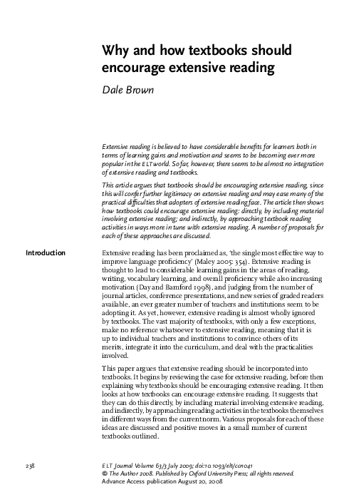 (PDF) Why and how textbooks should encourage extensive reading