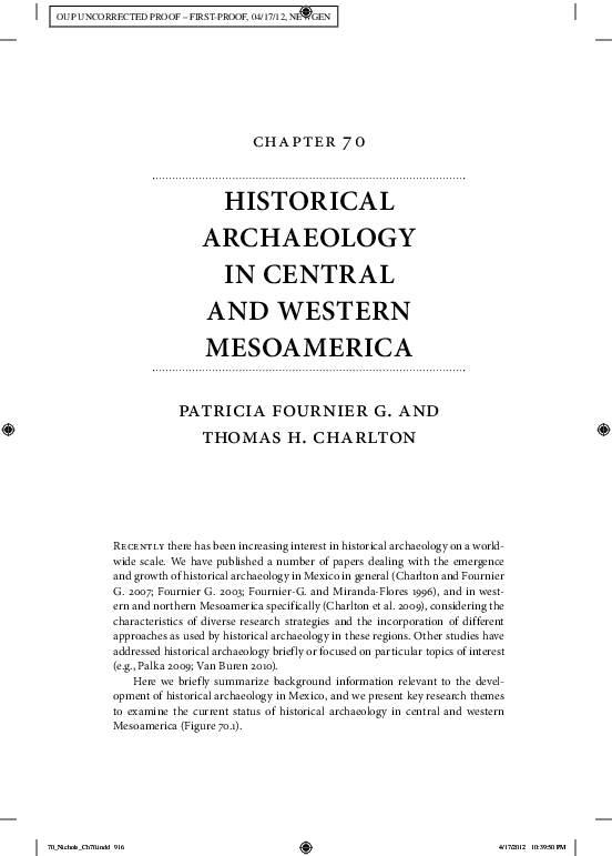 (PDF) FOURNIER, Patricia, and Thomas H. Charlton. 2012. Historical ...