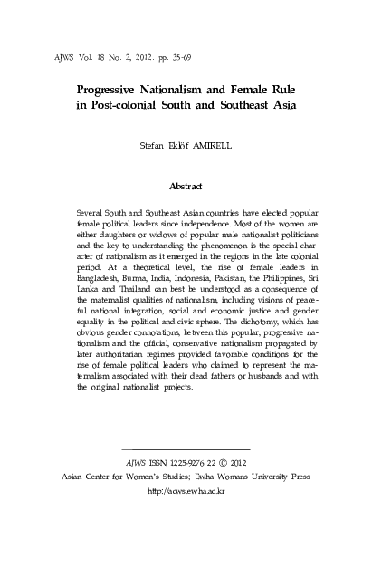 (PDF) Progressive Nationalism and Female Rule in Post-colonial South ...