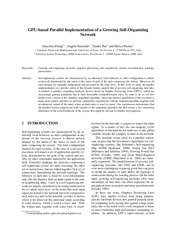 (PDF) GPU-Based Parallel Implementation of a Growing Self-Organizing Network