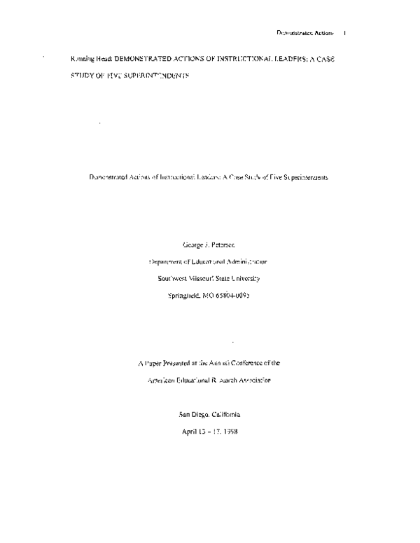 (PDF) Demonstrated actions of instructional leaders: A case study of ...