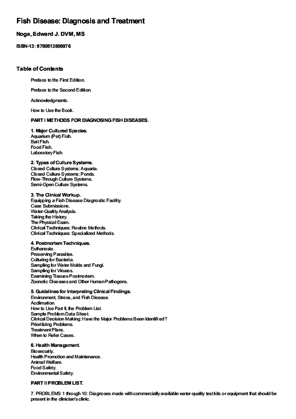 (PDF) Fish disease: diagnosis and treatment