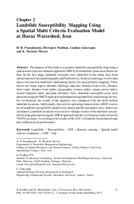 (PDF) Landslide susceptibility mapping using a spatial multi criteria evaluation model at Haraz ...