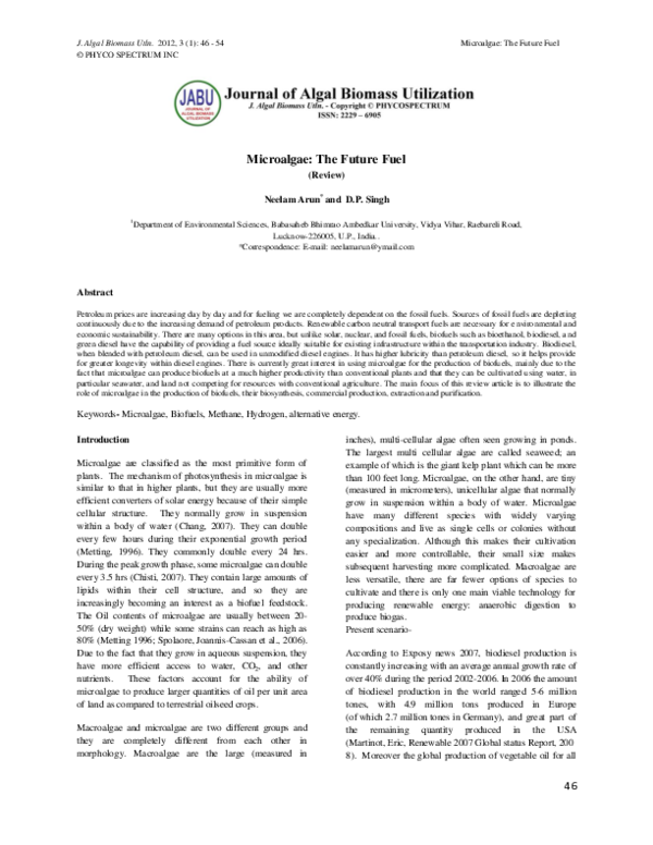 (PDF) microalgae: the future fuel