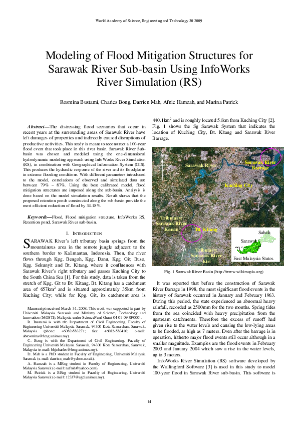 (PDF) Modeling of Flood Mitigation Structures for Sarawak River Sub ...