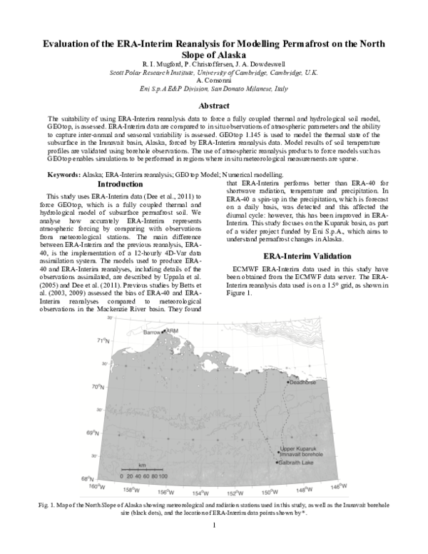 (PDF) Evaluation of the ERA-Interim Reanalysis for Modelling Permafrost ...