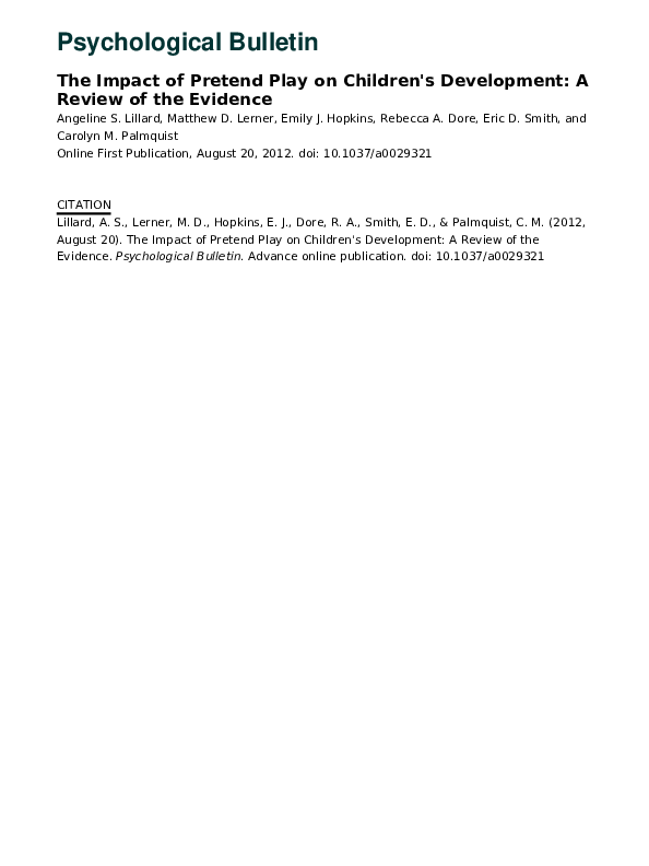 (PDF) The Impact of Pretend Play on Children's Development: A Review of ...