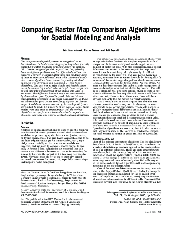 Pdf Comparing Raster Map Comparison Algorithms For Spatial Modeling