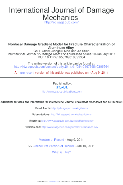 (PDF) Nonlocal Damage Gradient Model for Fracture Characterization of ...
