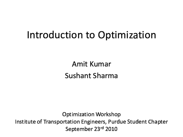 (PDF) Introduction to Optimization