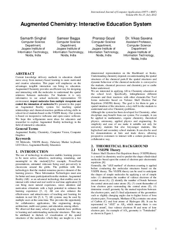 (PDF) Augmented Chemistry: Interactive Education System