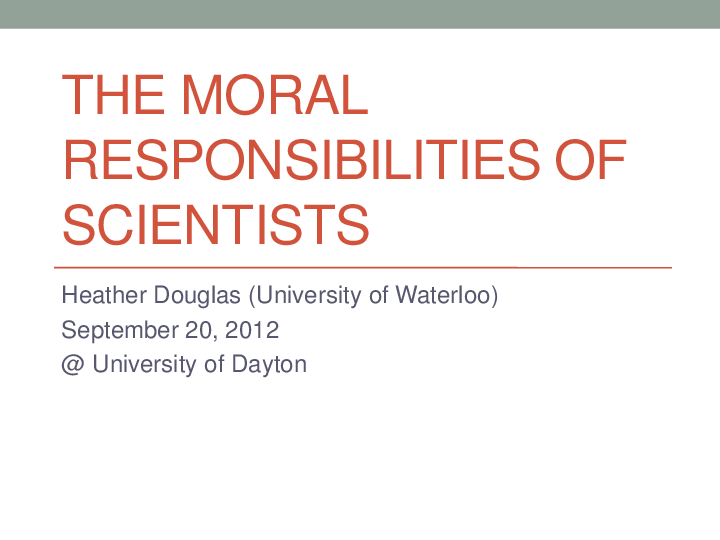 (PPT) The Moral Responsibilities of Scientists