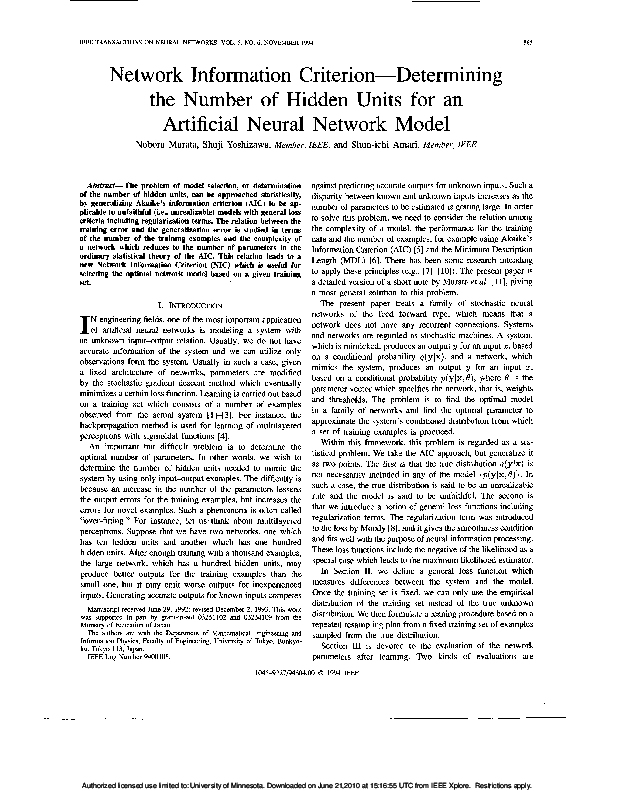 (PDF) Network information criterion-determining the number of hidden units for an artificial ...