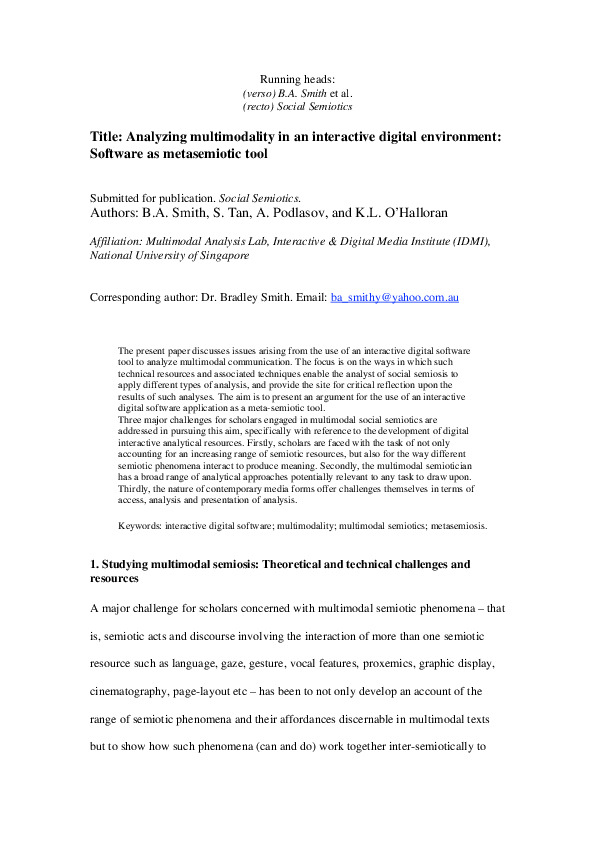 (PDF) Analyzing Multimodality in an Interactive Digital Environment ...