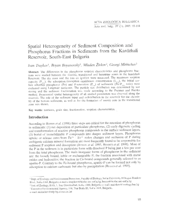 (PDF) Spatial heterogeneity of sediment composition and phosphorus ...