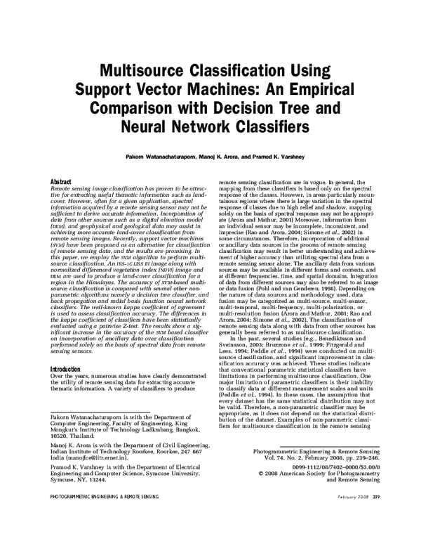 (PDF) Multisource classification using support vector machines: An empirical comparison with ...