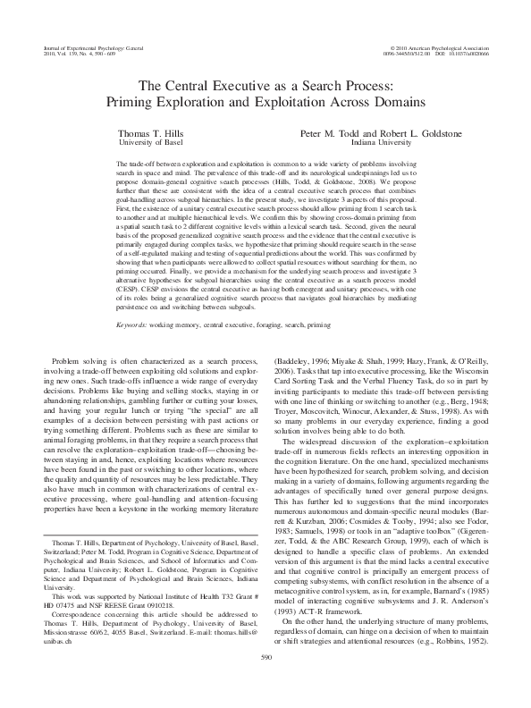(PDF) The central executive as a search process: Priming exploration ...
