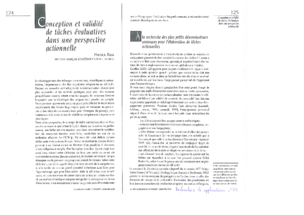 (PDF) Conception et validité de tâches évaluatives dans une perspective actionnelle