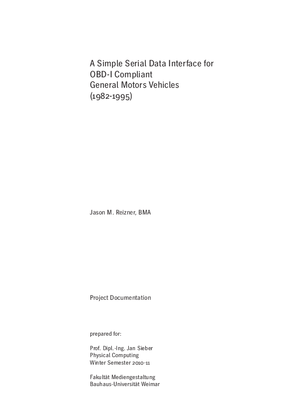(PDF) A Simple Serial Data Interface for OBD-I Compliant General Motors ...