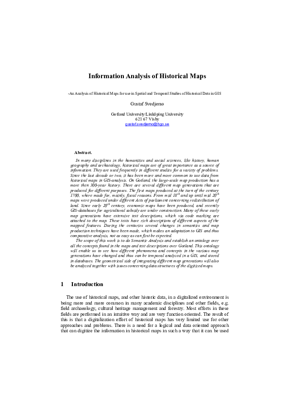 (PDF) Information Analysis of Historical Maps