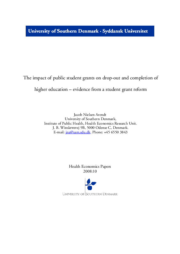 (PDF) The Impact of Public Student Grants on Drop-out and Completion of ...