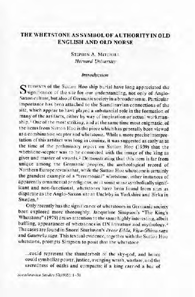 (PDF) The Whetstone as Symbol of Authority in Old English and Old Norse