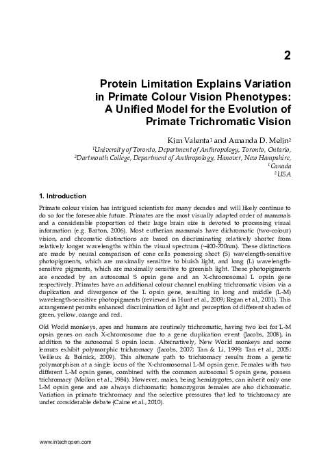 (PDF) Variation and Evolution of Primate Color Vision Revealed by Cross ...