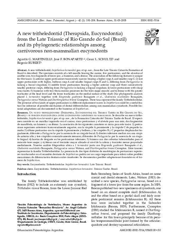 (PDF) The Phylogenetic Relationships of Eucynodontia (Amniota ...