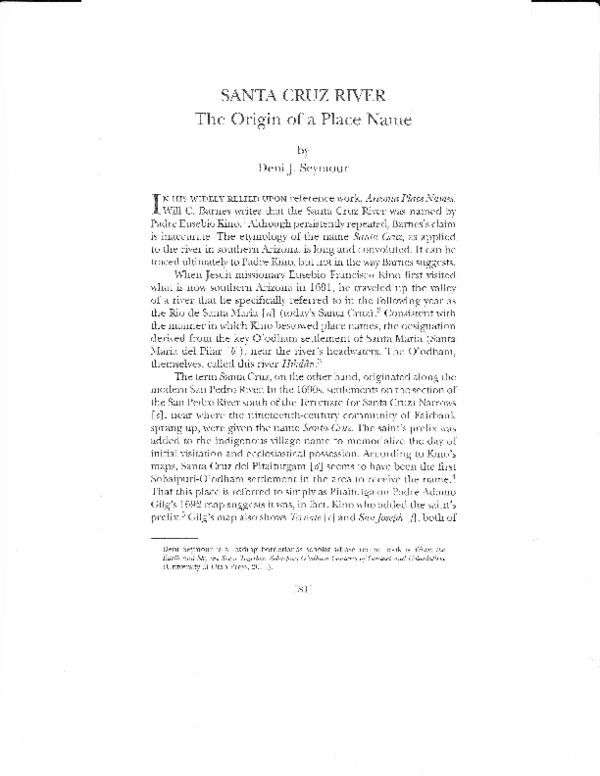 (PDF) 2012 SANTA CRUZ RIVER: The Origin of a Place Name. Journal of ...
