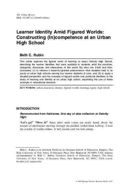 (PDF) Learner Identity Amid Figured Worlds: Constructing (In ...