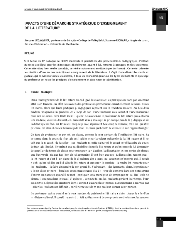 La dissertation littéraire - Chenelière Éducation