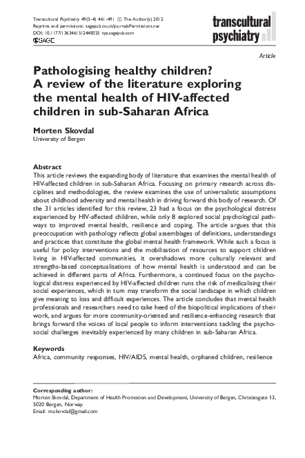 (PDF) Pathologising healthy children? A review of the literature ...