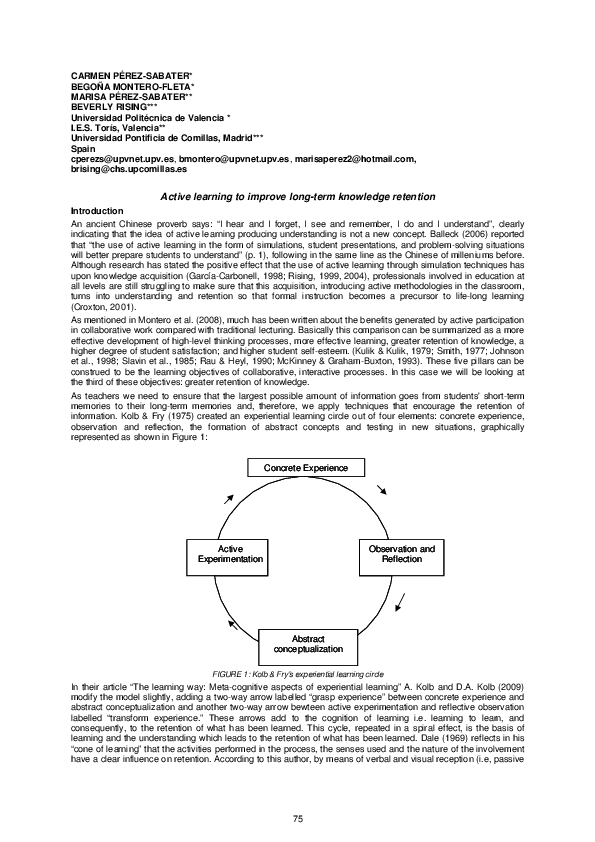 (PDF) Active Learning to improve long-term knowledge retention