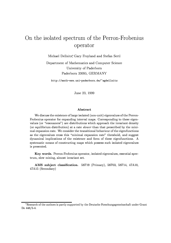 (PDF) On the isolated spectrum of the Perron-Frobenius operator