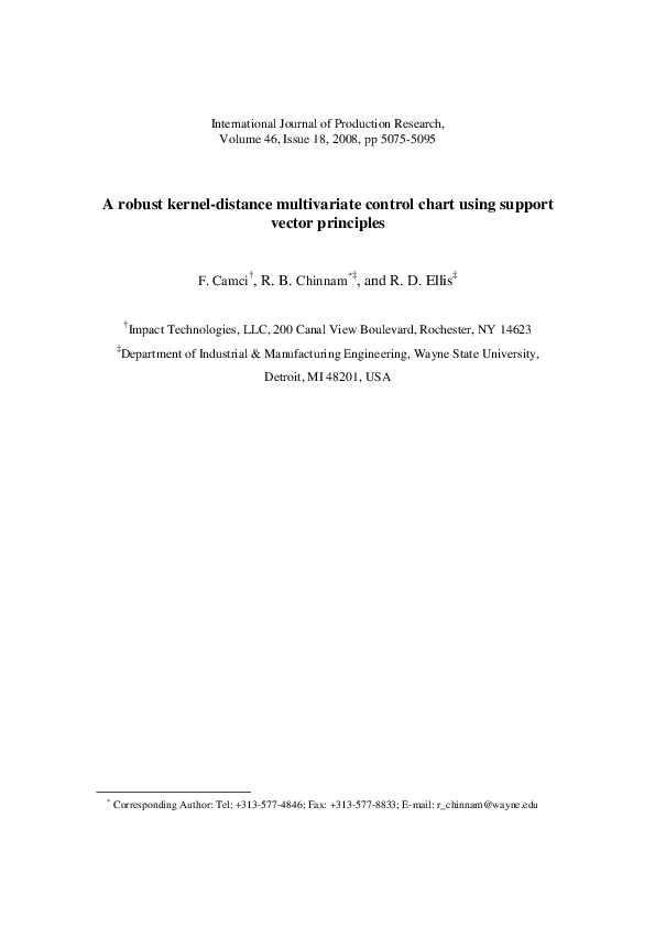 Pdf Robust Kernel Distance Multivariate Control Chart Using Support