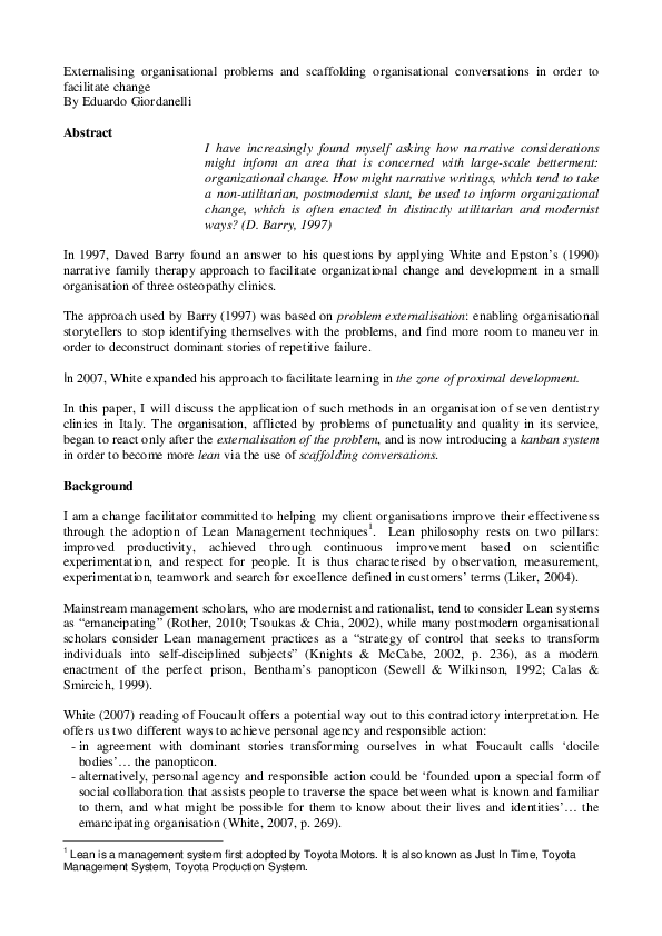 (PDF) Externalising organisational problems and scaffolding ...